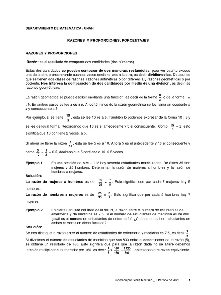 Razones y Proporciones en Matemáticas | PDF