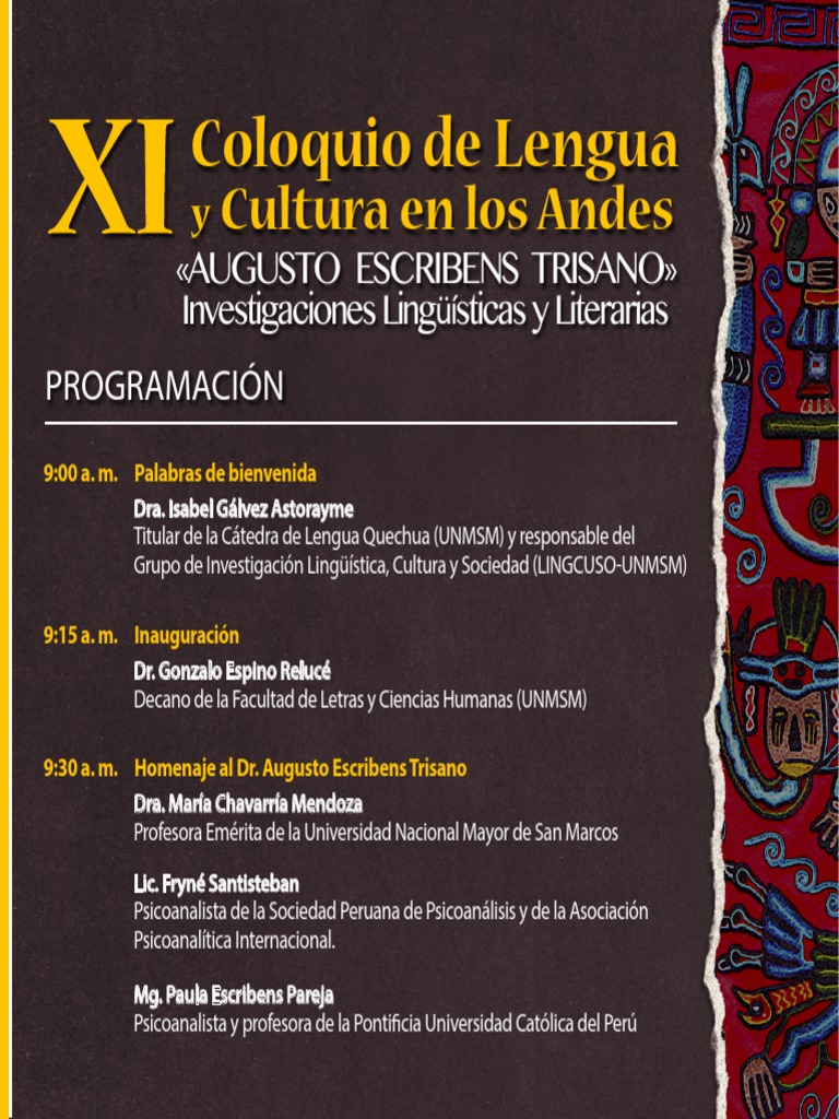 Programa XI Coloquio de Lengua y Cultura en Los Andes | PDF | Sociolingüística | Comunicación humana