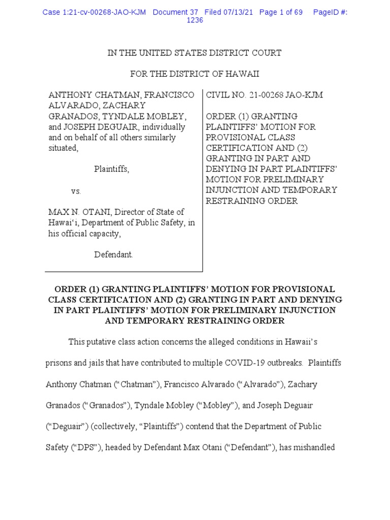 Order On Motion | PDF | Class Action | Federal Rules Of Civil Procedure