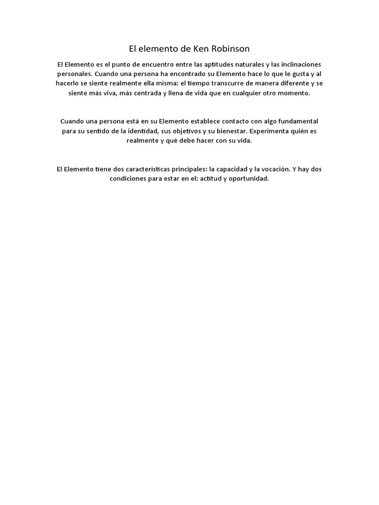 El Elemento de Ken Robinson | PDF