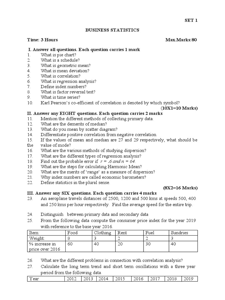 Analysis of Business Statistics Concepts: An Examination of Statistical ...