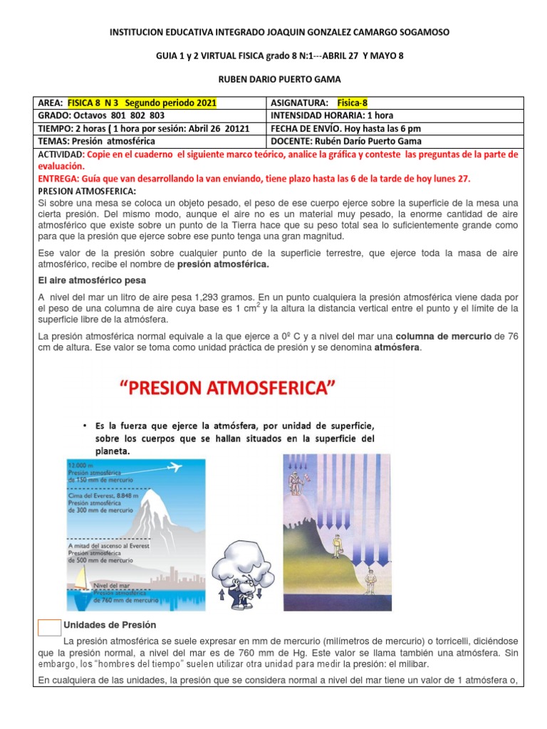 Fisica 8 N 3 2021 Presion Atmosférica | PDF | Medida de presión ...