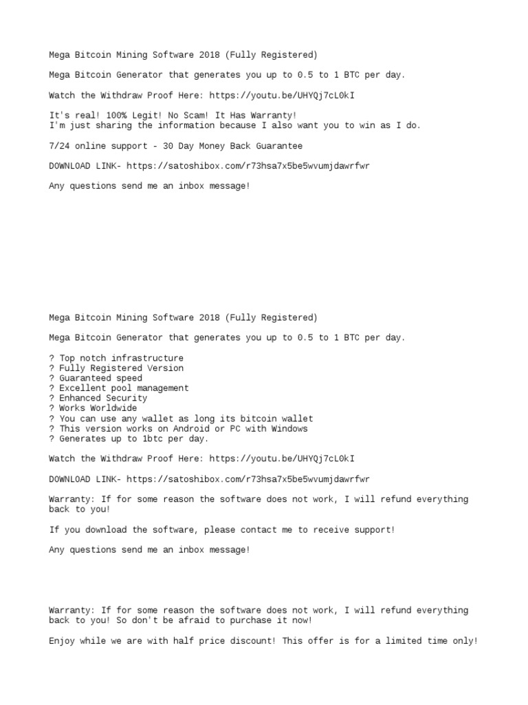 Mega Bitcoin Miner Ad! | PDF