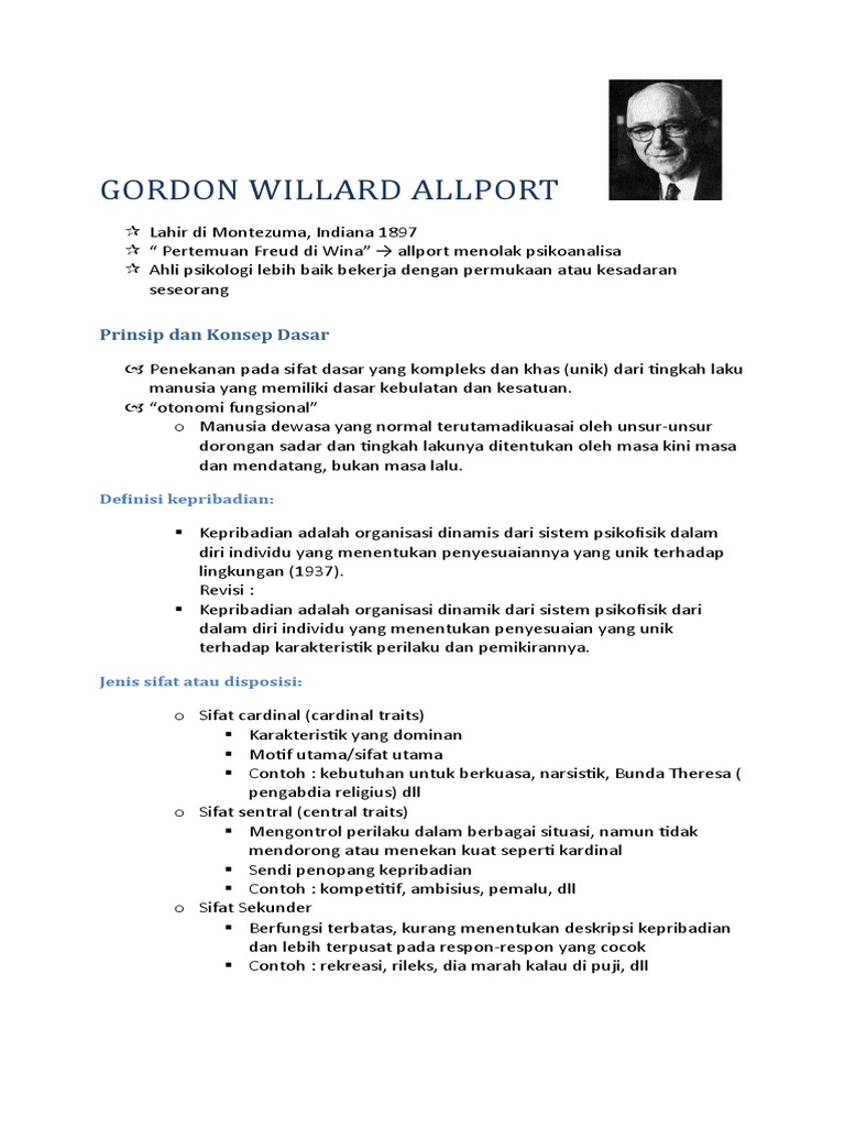 Teori Kepribadian Gordon Allport | PDF