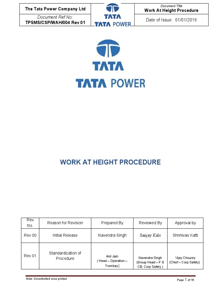 Work at Height Procedure | PDF | Ladder | Scaffolding