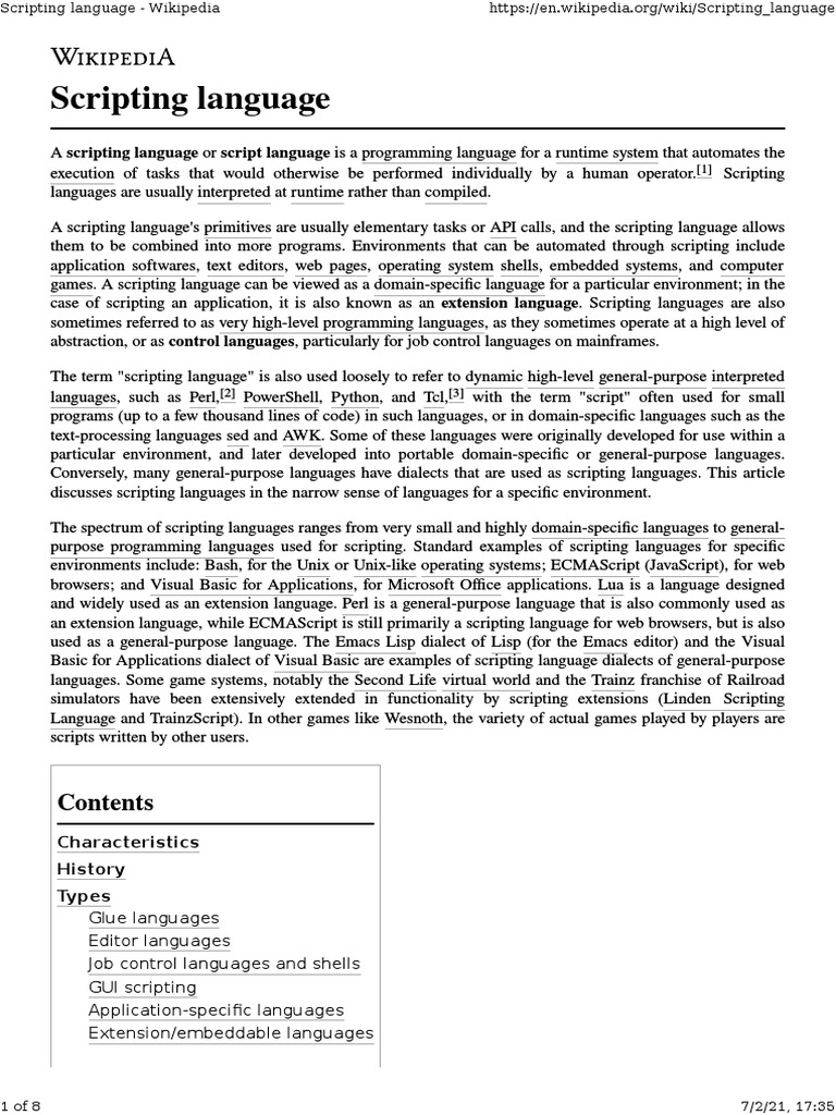 Scripting Language - Wikipedia | PDF | Scripting Language | Information Technology Management