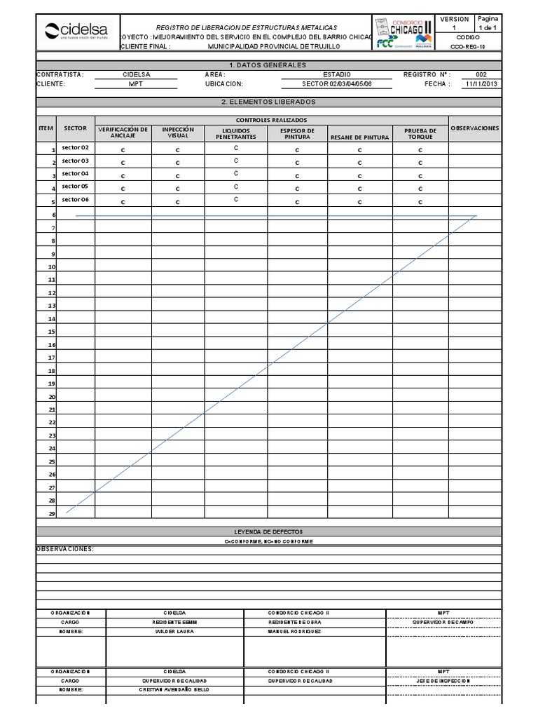 CCO-REG-10 - Registro de Liberacion de Elementos - V1 | PDF
