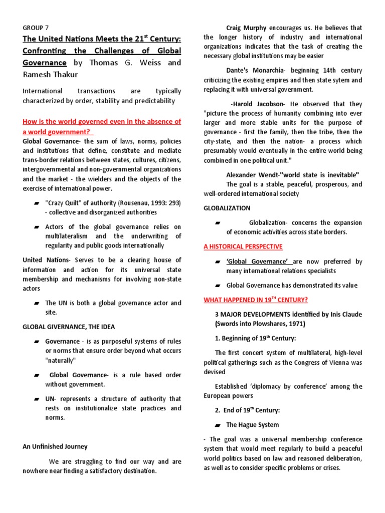 Contemp Final Reviewer | PDF | Global Governance | Governance