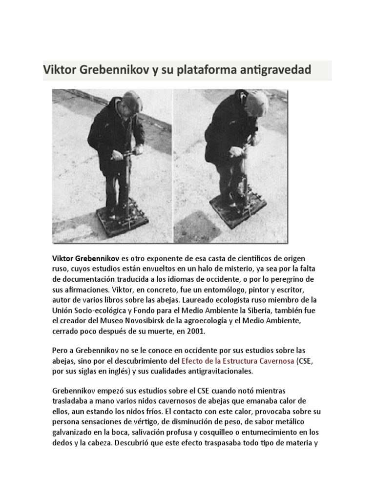 Viktor Grebennikov y Su Plataforma Antigravedad | PDF | Naturaleza ...