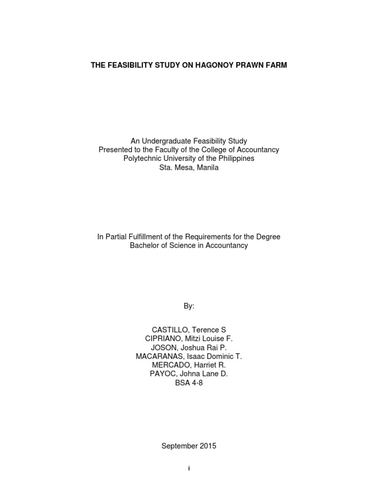 Hagonoy Prawn Farm Feasibility Study | PDF | Sample Size Determination ...