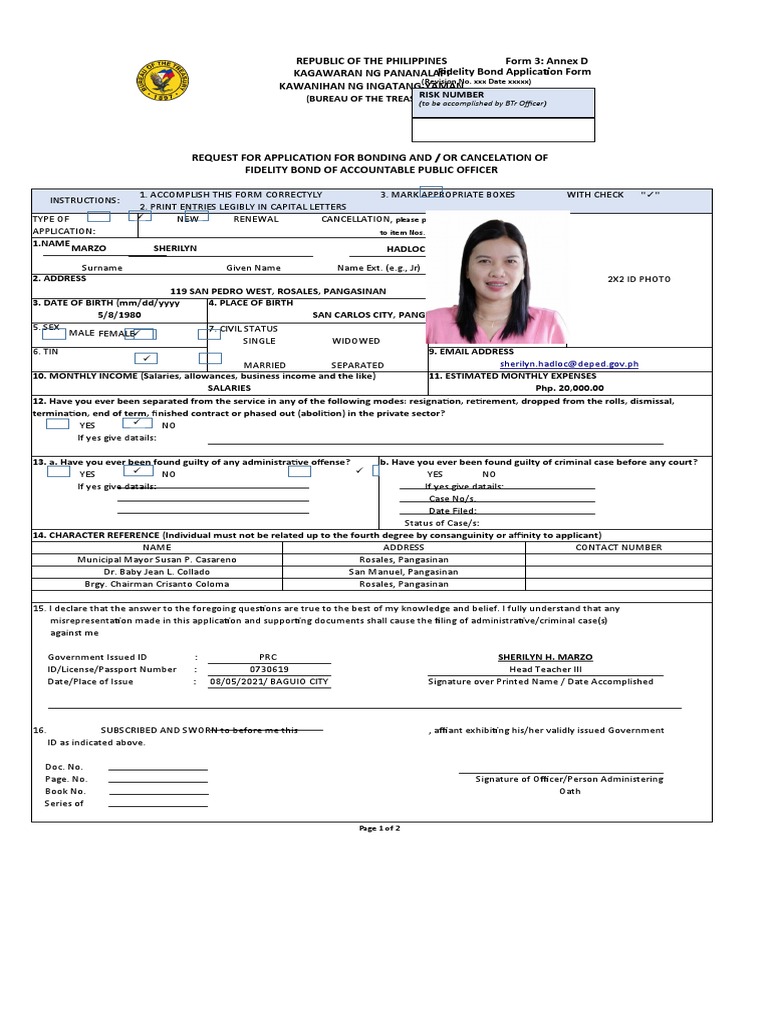 Fidelity Bond Application Form New | Download Free PDF | Government ...