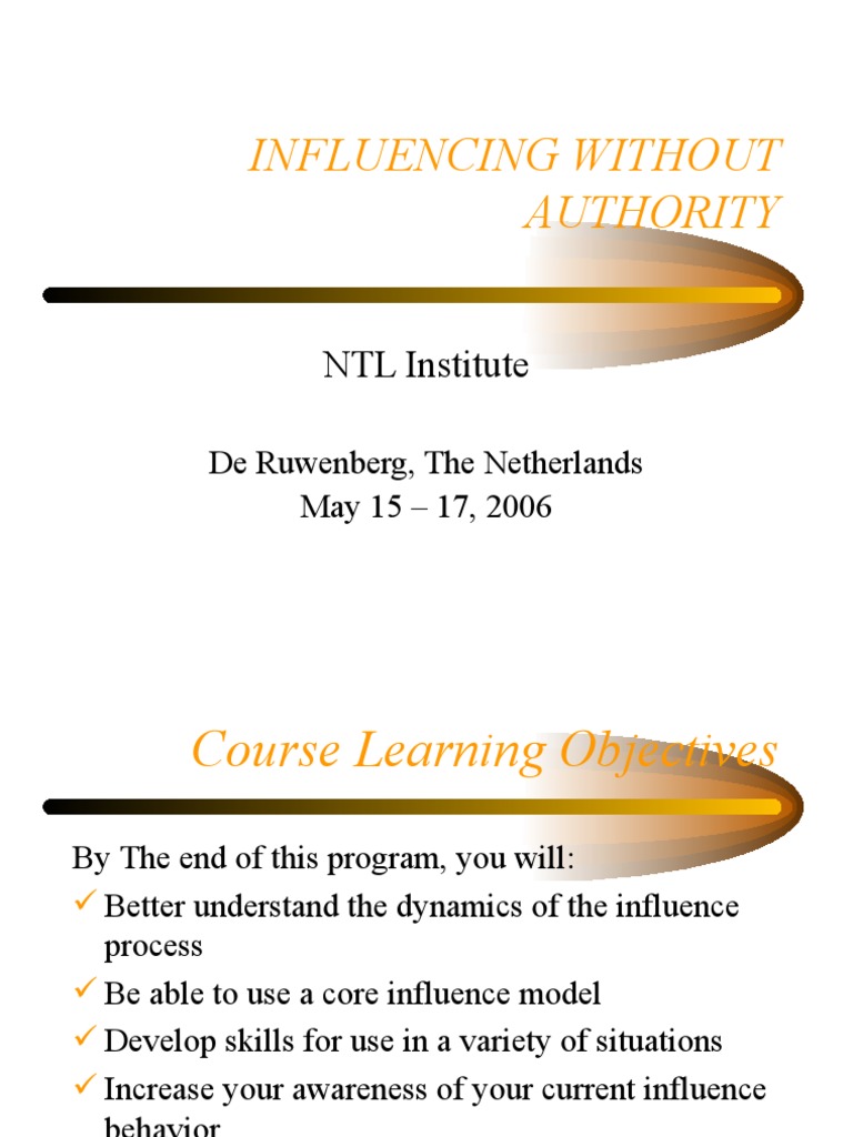 Mastering Influence Without Authority | PDF | Goal | Learning