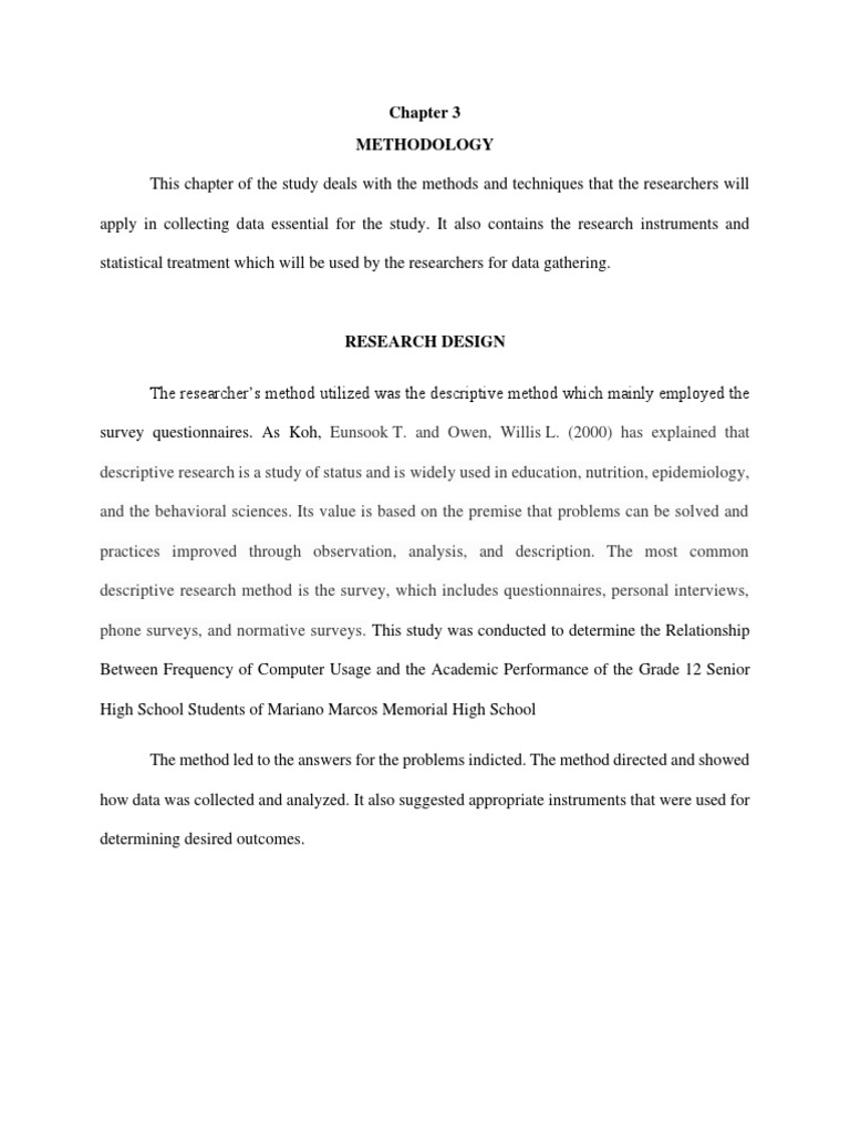 Chapter 3 Methodology | PDF | Survey Methodology | Questionnaire