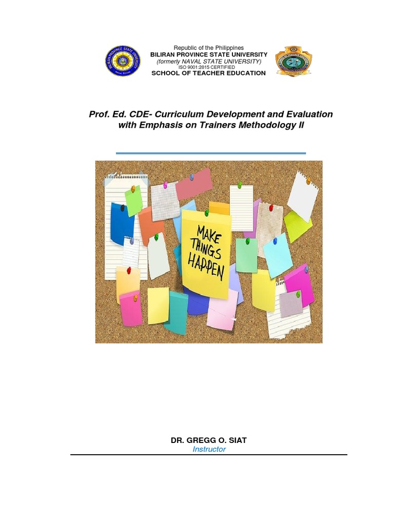 Module in ProfEd-CDE (Curriculum Development and Evaluation With Emphasis On Trainers ...