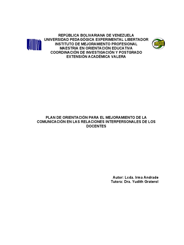 Orientación Grupal para El Mejoramiento de Las Relaciones ...