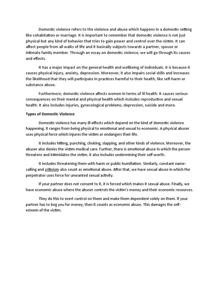 Understanding Domestic Violence Types | PDF | Social Science | Self ...