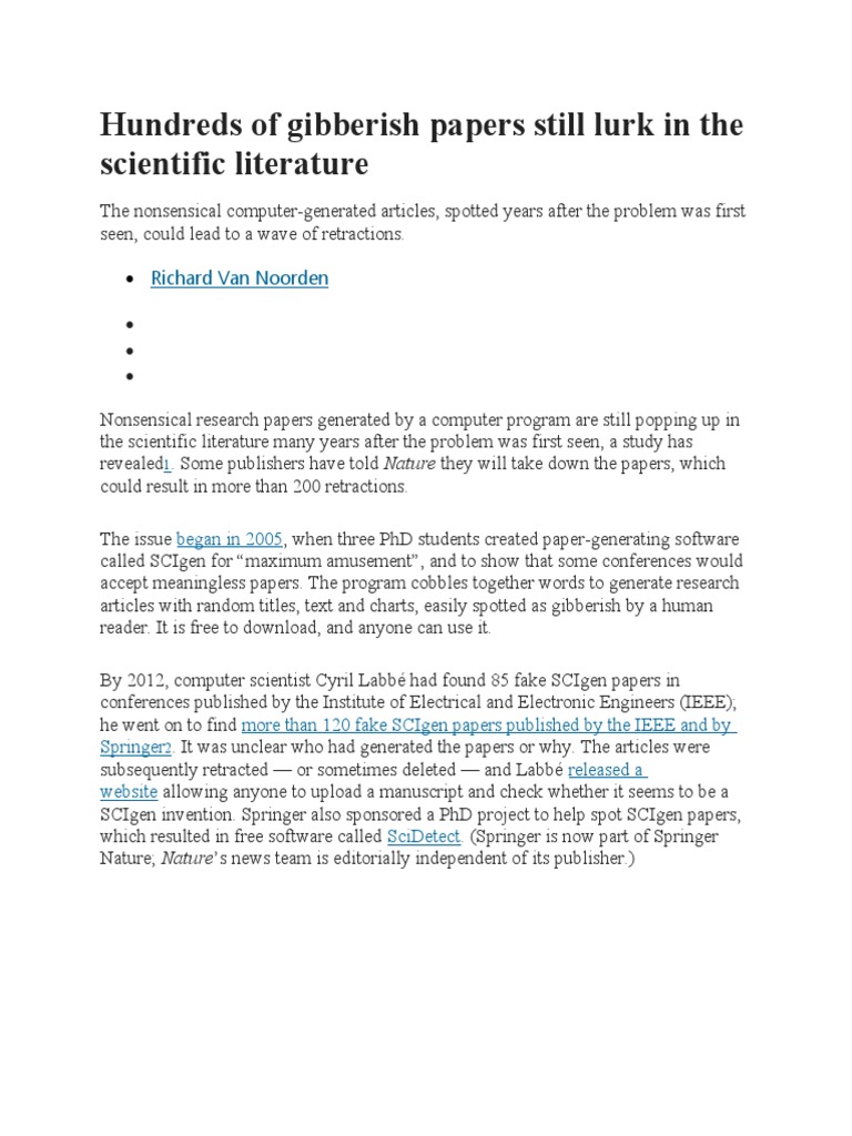 Hundreds of Gibberish Papers Still Lurk in The Scientific Literature ...