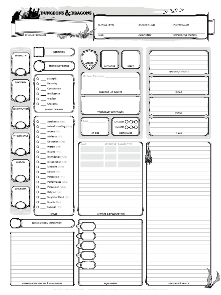 Charactersheet Ravenloft | PDF | Dungeons & Dragons | Role Playing Games