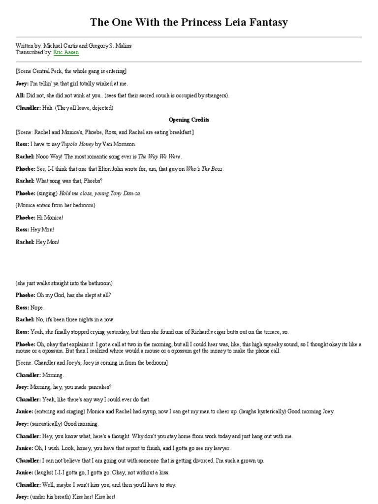 3.01 The One With The Princess Leia Fantasy | PDF | Friends