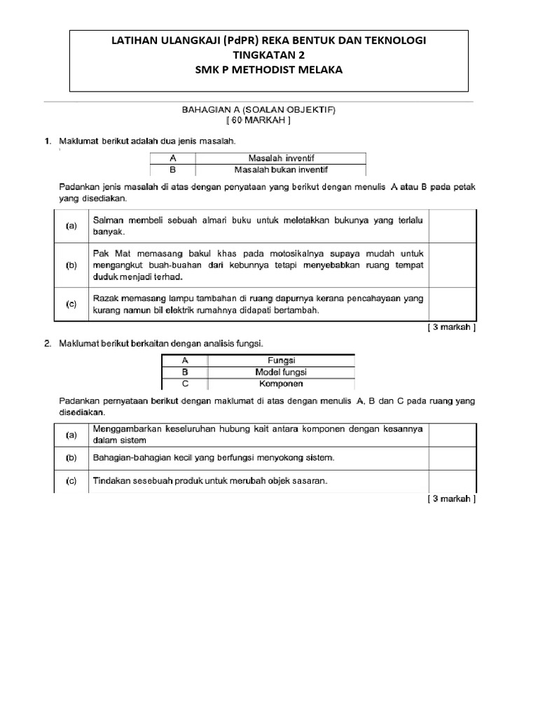 Latihan Ulangkaji Rbt Ting 2 Pdpr Pdf