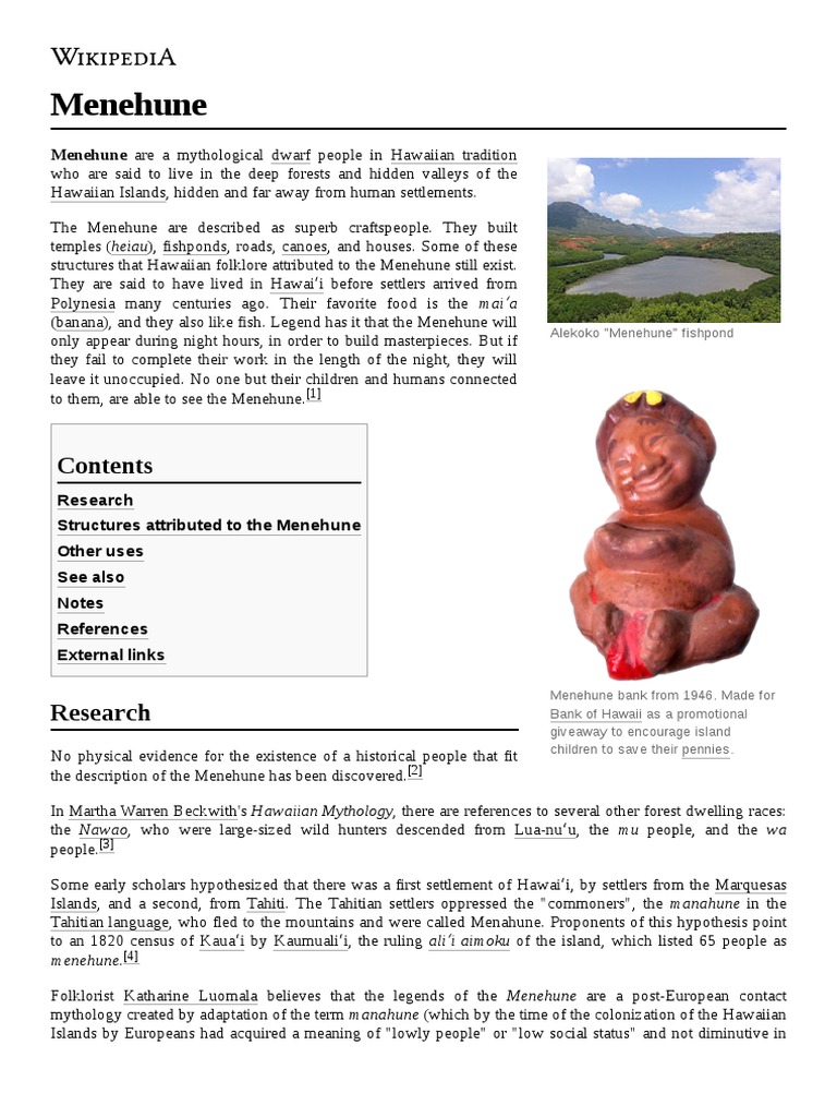 Menehune: Menehune Are A Mythological Dwarf People in Hawaiian ...