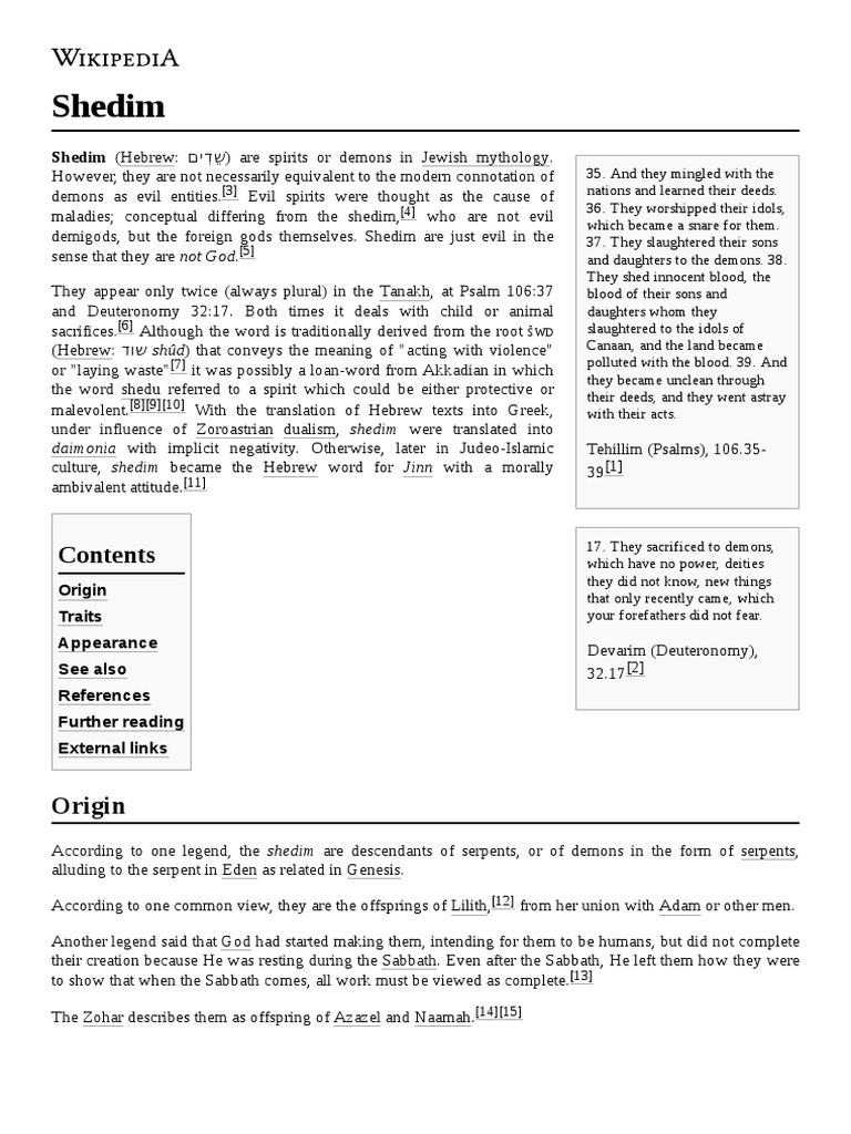 Shedim (Hebrew | PDF | Religion And Belief | Torah