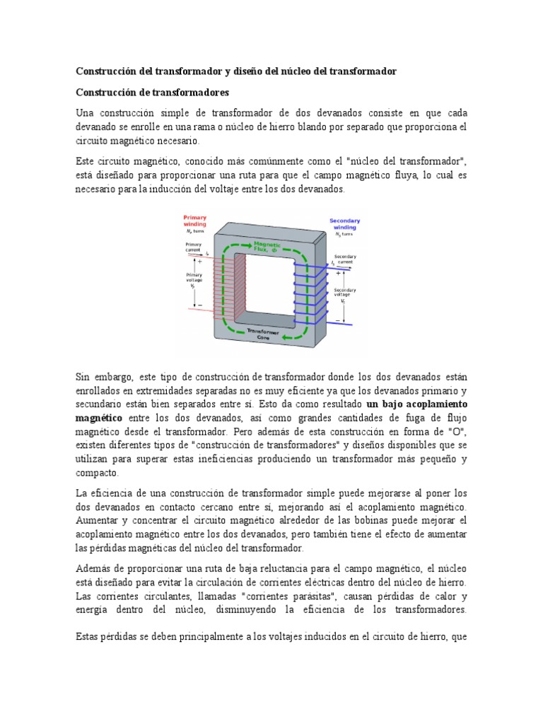 Construcción Del Transformador y Diseño Del Núcleo Del Transformador | PDF | Transformador ...