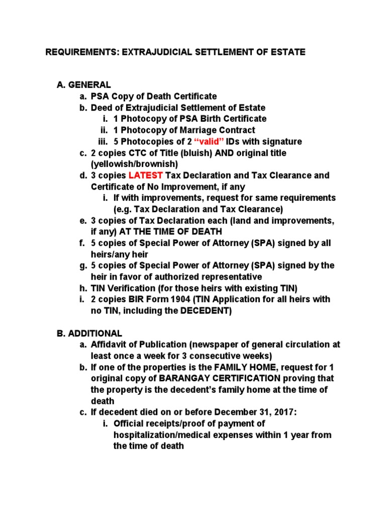 Requirements For Extrajudicial Settlement of Estate | PDF