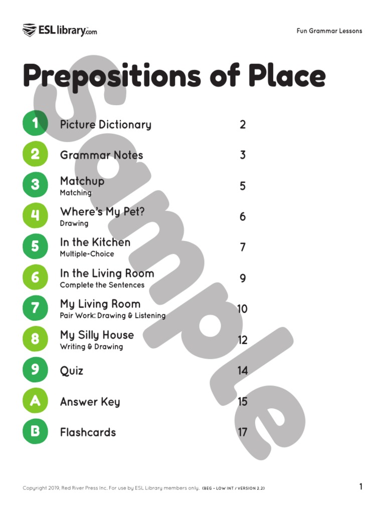 ESLLibrary PrepositionsOfPlace Sample | PDF | English Language ...
