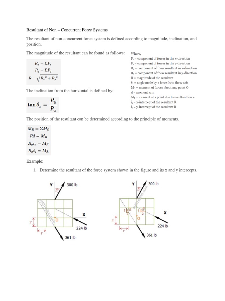 Resultant of Non - Concurrent Force Systems | PDF | Torque | Perpendicular