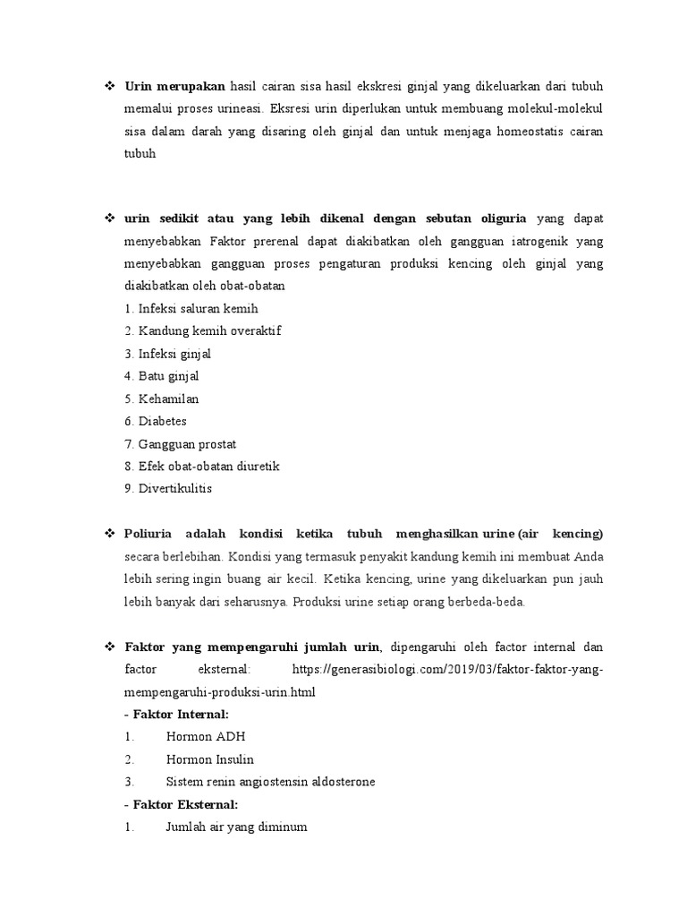 Proses dan Faktor Pembentukan Urin | PDF