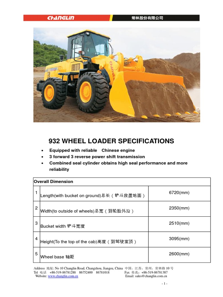 932 Wheel Loader Specifications | PDF | Manufactured Goods | Rotating ...