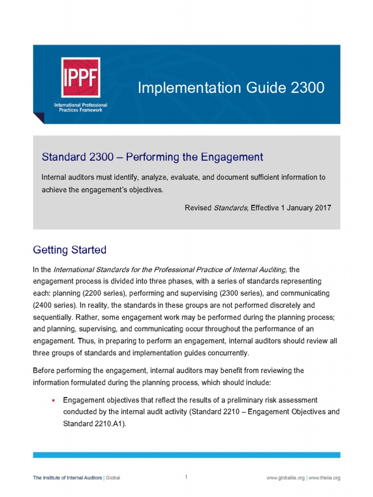 Implementation Guide 2300: Standard 2300 - Performing The Engagement ...