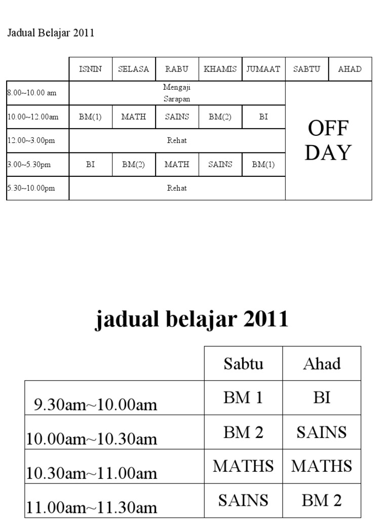 Jadual Cuti Sekolah | PDF