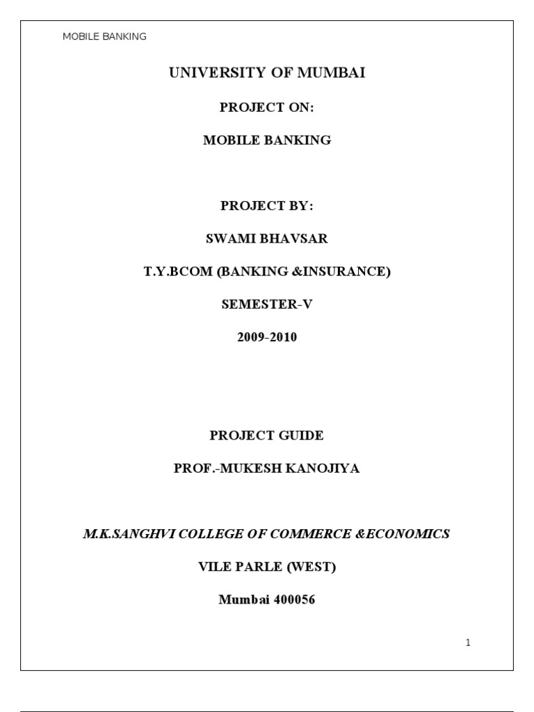 Mobile Banking Project Overview 2009-2010 | PDF | Mobile Phones | Banks