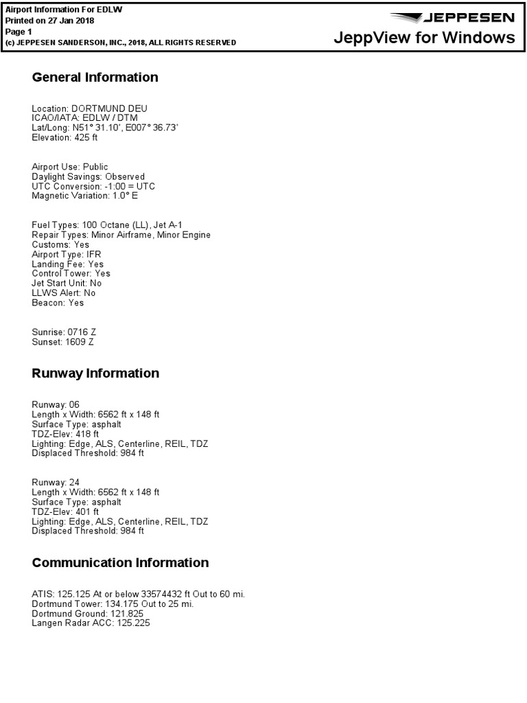 Jeppview For Windows: General Information General Information | PDF ...