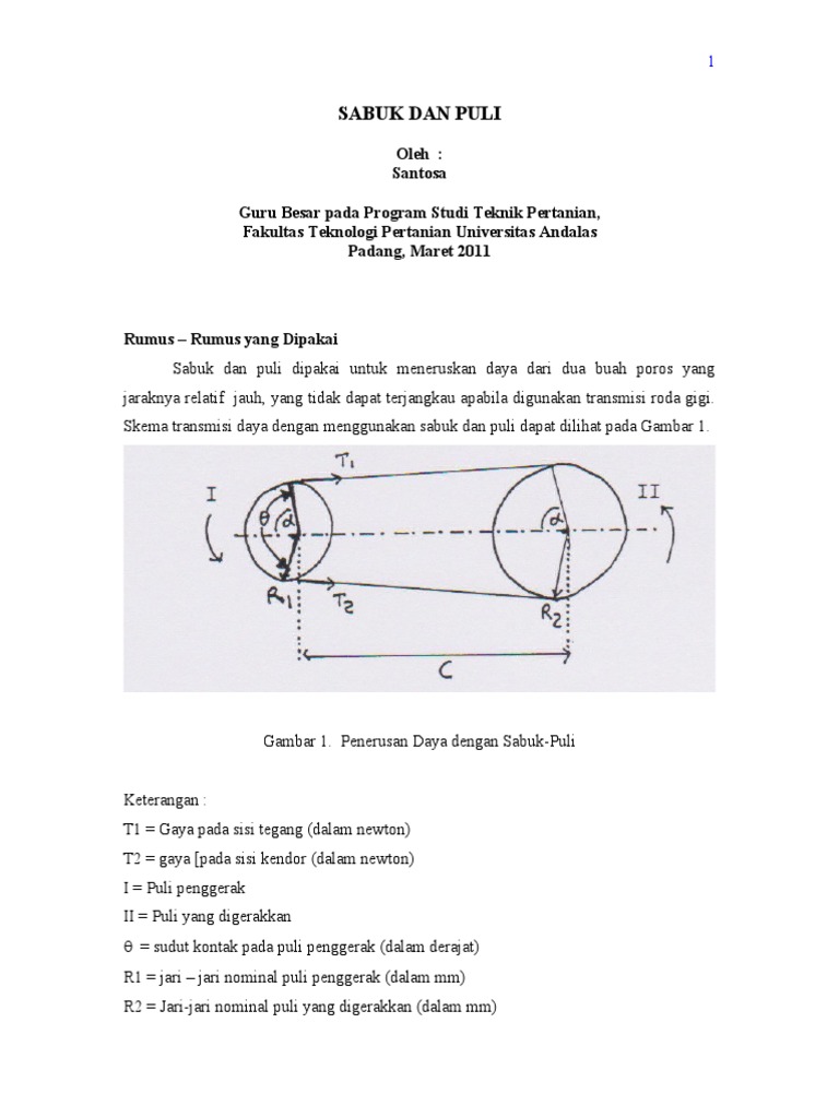 Rumus dan Contoh Sabuk-Puli | PDF