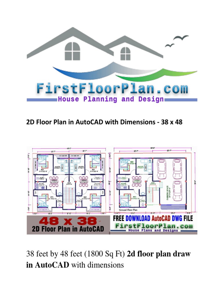 2D Floor Plan in AutoCAD With Dimensions | PDF