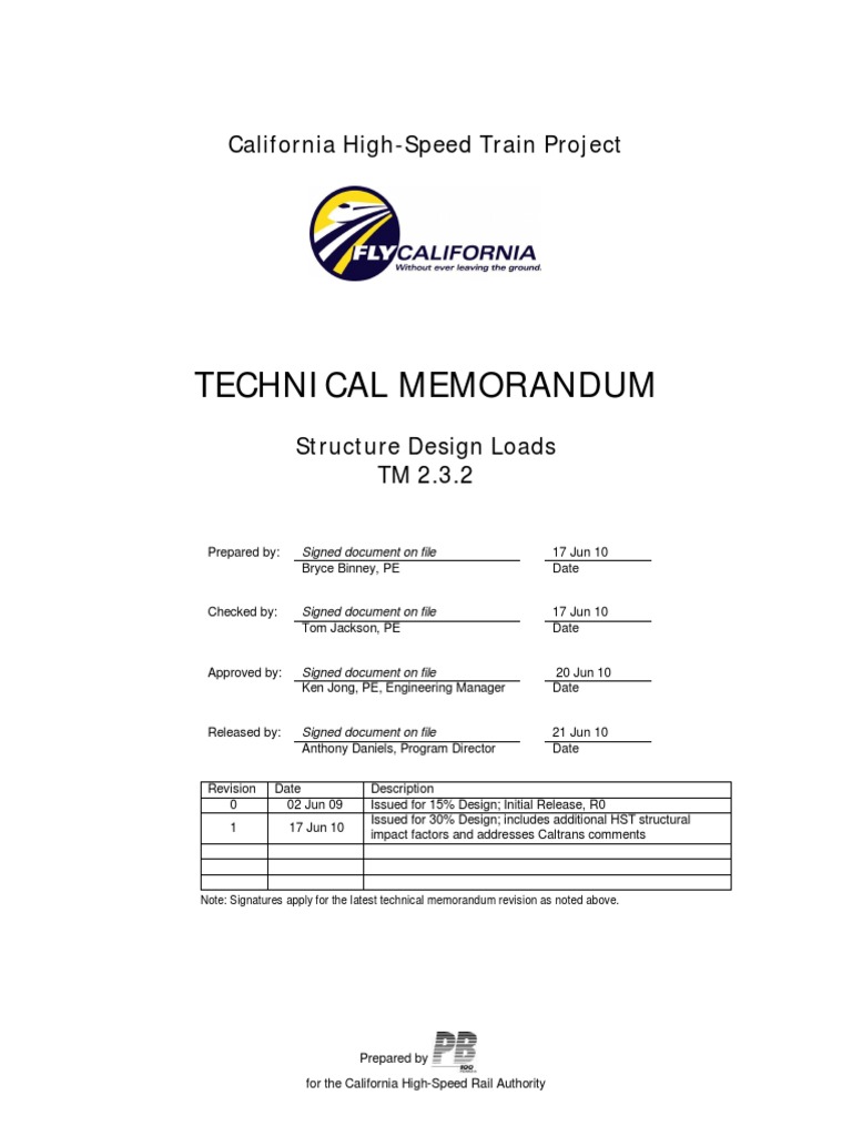 Technical Memorandum: California High-Speed Train Project | PDF | Track ...