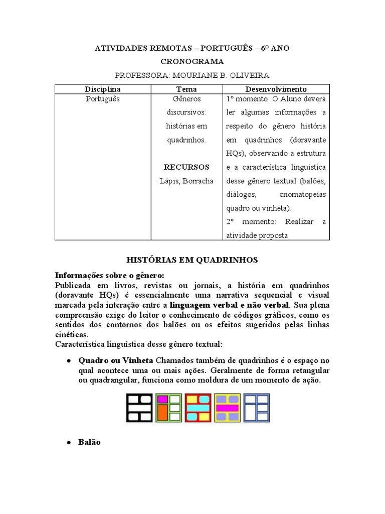 HQs: Explorando Gêneros no 6º Ano | PDF | Quadrinhos | Science