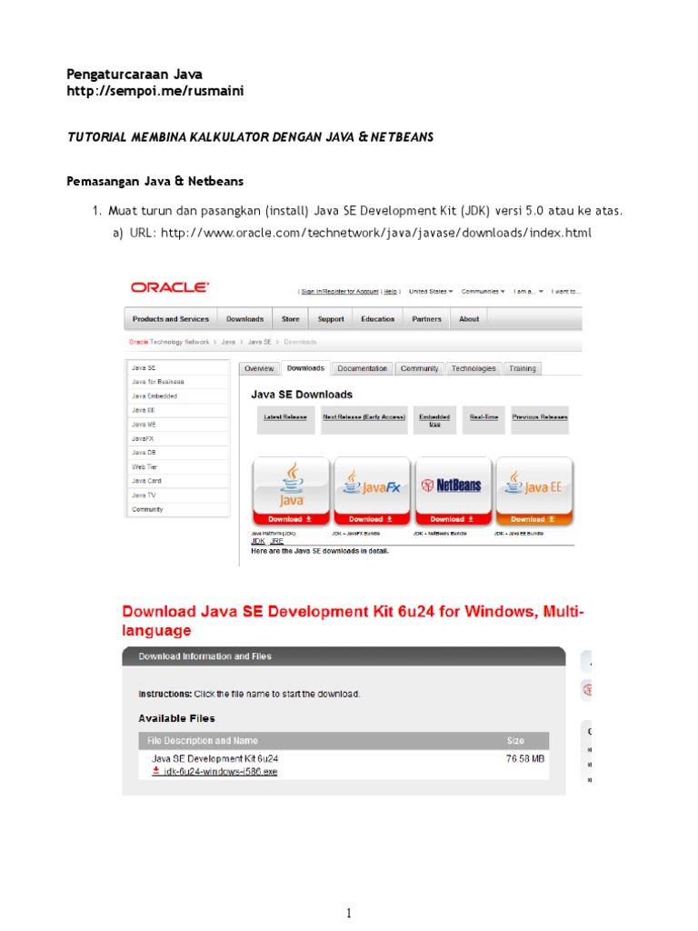 Tutorial Java - Membina Kalkulator Dengan Netbeans | PDF