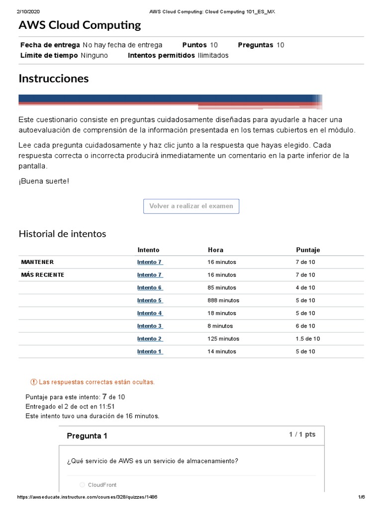 AWS Cloud Computing - Cloud Computing 101 - ES - MX6 | PDF | Servicios web de Amazon ...