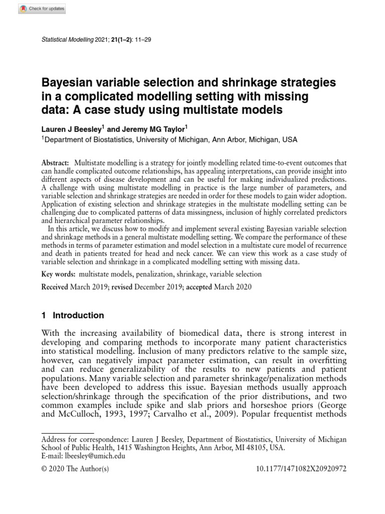 Bayesian Variable Selection And Shrinkage Strategies In A Complicated Modelling Setting With