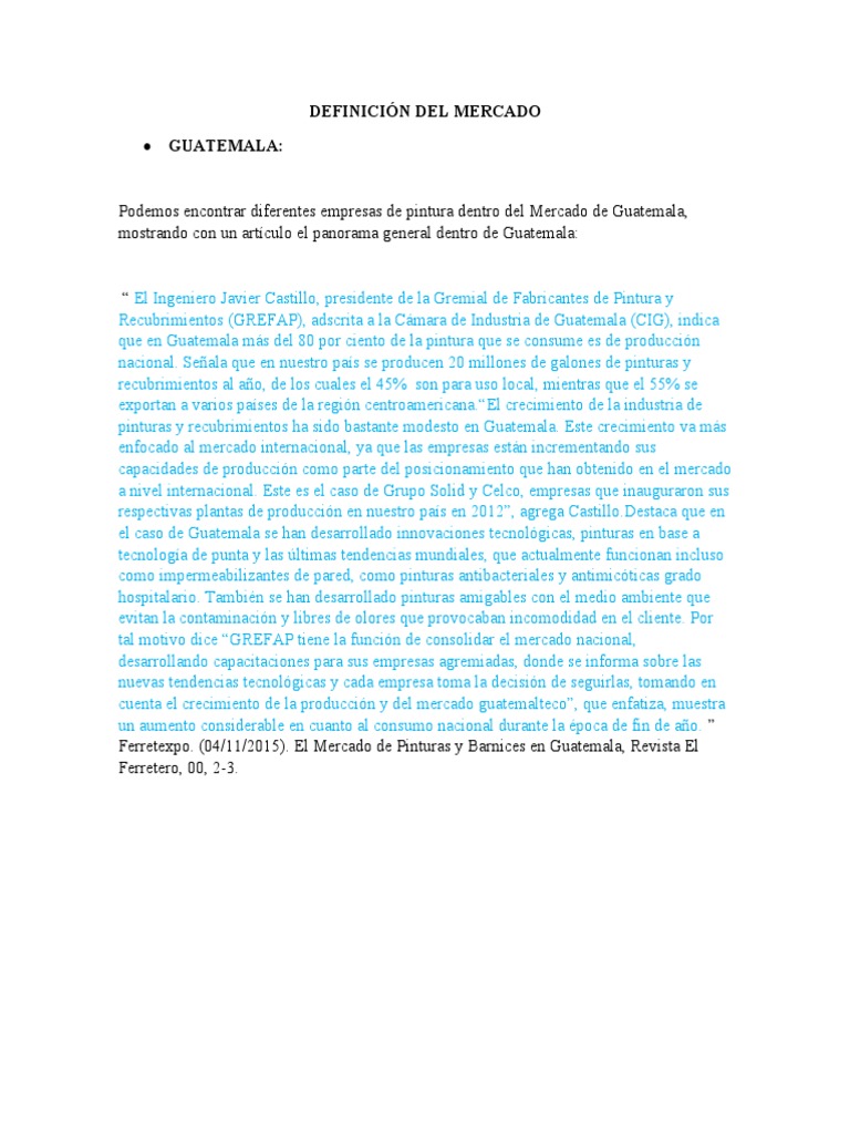 Definición Del Mercado | Descargar gratis PDF | Guatemala | Los ...