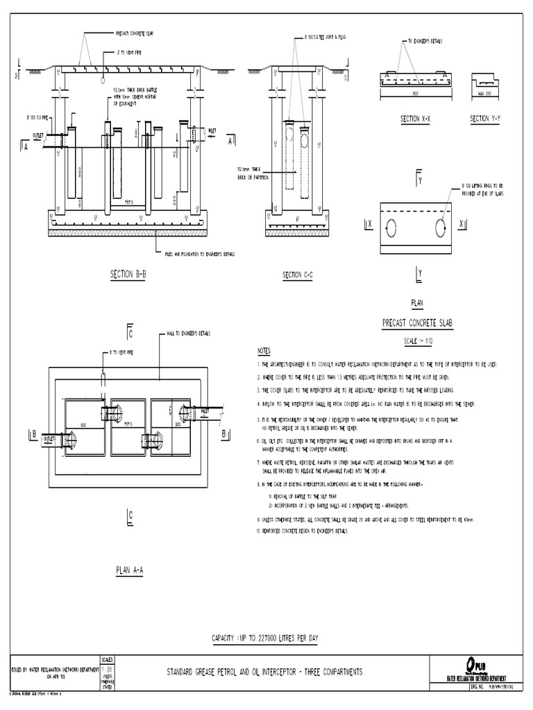 Standard Oil Interceptor Drawing | PDF | Sanitary Sewer | Concrete