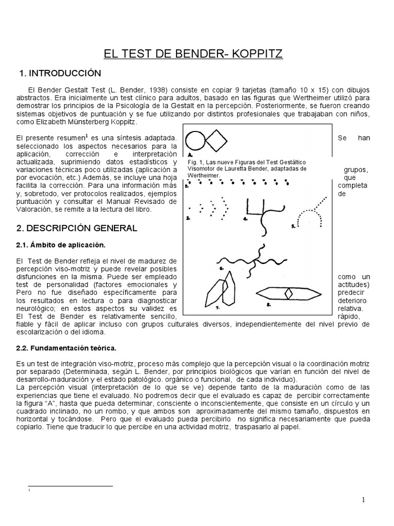 Aplicación y corrección del Test de Bender | PDF | Percepción ...