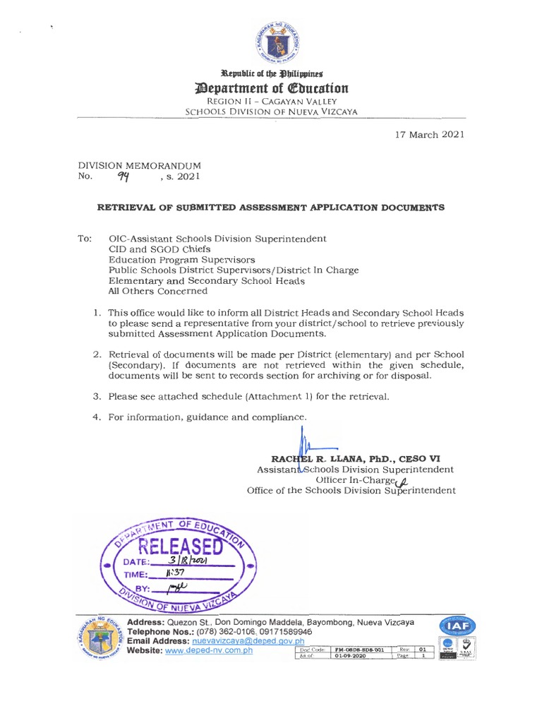 DM No. 94, S. 2021 | PDF