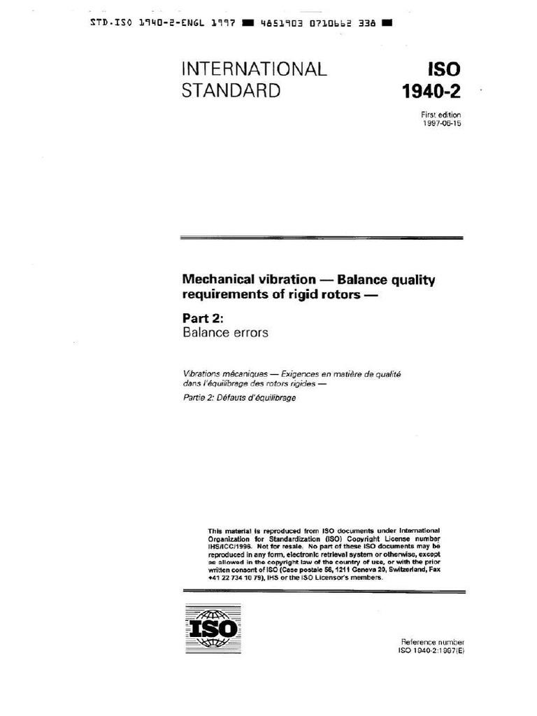 Iso 1940-2-1997 06 Balance Errorpdf | PDF