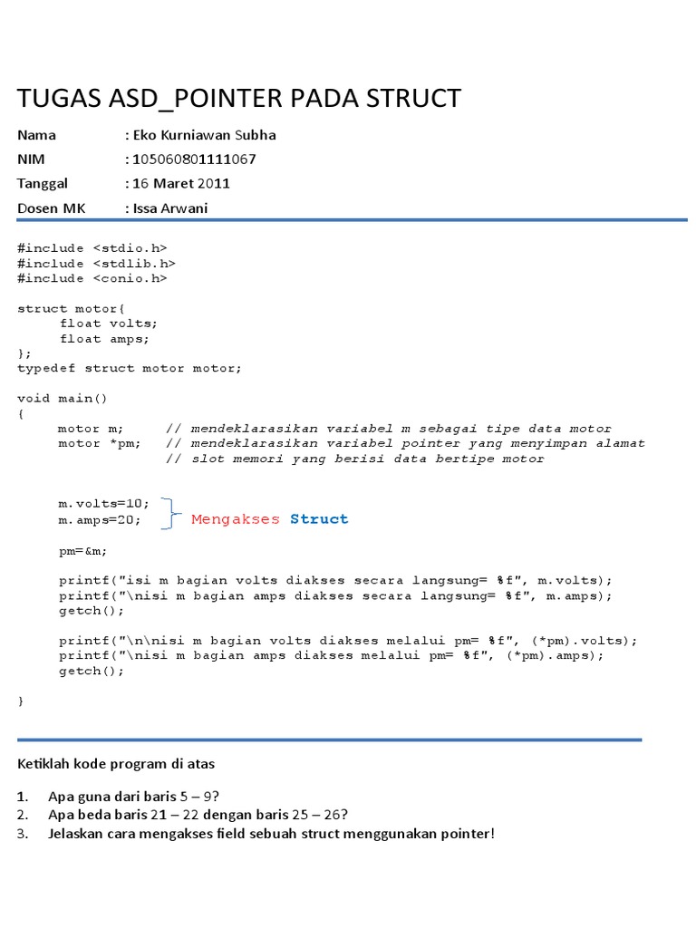 Contoh Penggunaan Pointer Pada Struct Pdf