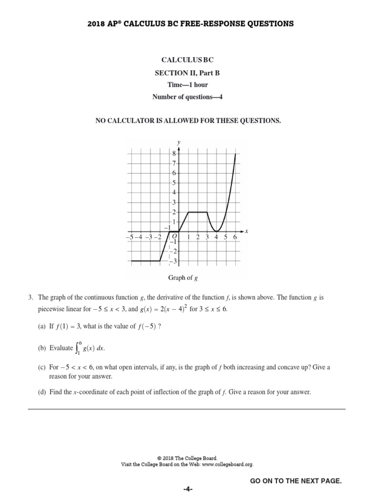 AP Calculus BC 2018 Free-Response Questions 4 and 5 | PDF | Calculus ...